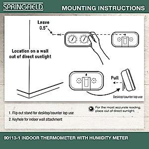 Springfield Color Track Humidity Meter and Indoor Thermometer, Analog Weather Station for the Bedroom, Nursery, and Inside the Home