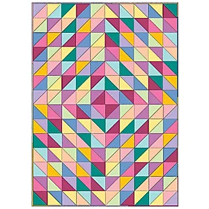 Connecting Threads Beginner Lap Throw Quilt Kit (40.5" x 56.5") - Half-Square Triangle Fun (Rainbow)