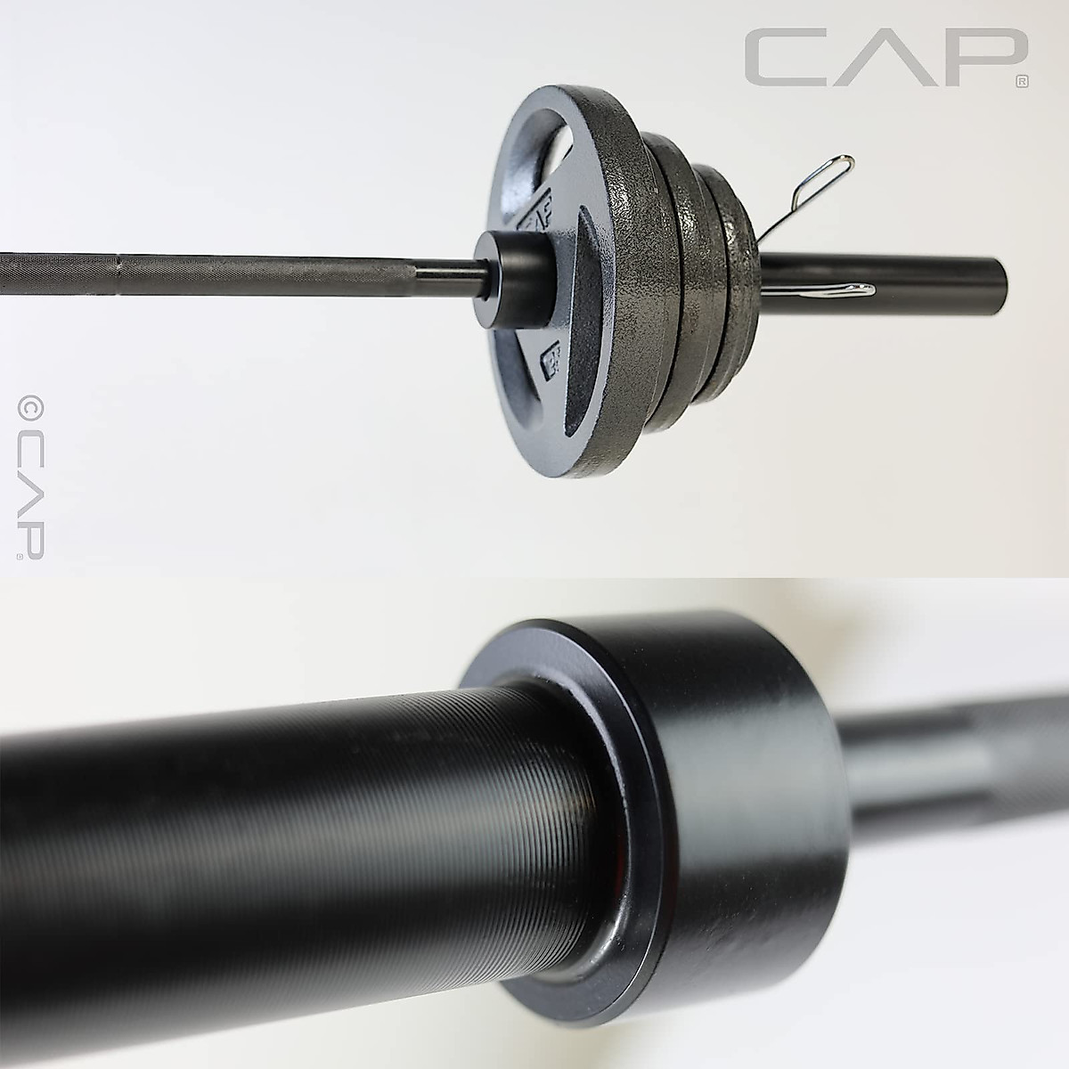 CAP Barbell 165 LB Olympic Grip Plate Set with 7 FT Olympic Bar and Collars