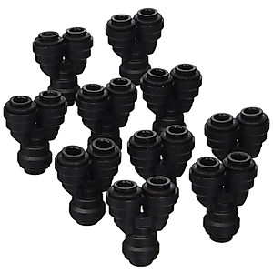 John Guest Speedfit 738279 Black 1/4" OD Polypropylene Push-to-Connect Two-Way Divider (10-Pack)