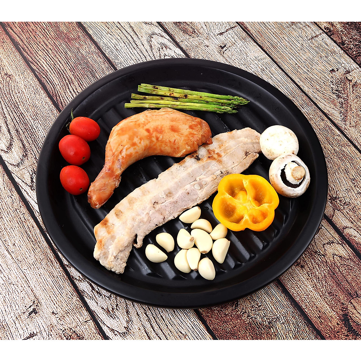 GREATUS Korean Dojagi Grill Pan 13 Inches, Stoneware Ceramic Griddle Indoor Outdoor Stovetop Nonstick BBQ Oven Dishwasher safe PTFE PFOA free