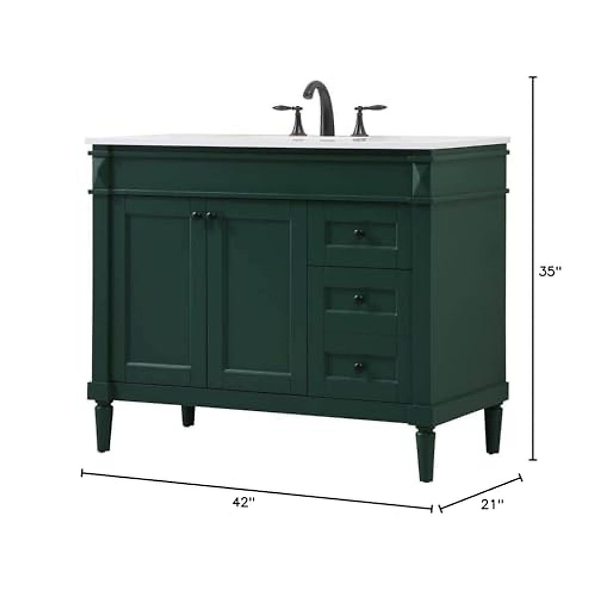 Elegant Decor Indoor Modern Under Sink Bathroom Fixtures Storage Organizer Cabinet 42 inch Single Bathroom Vanity - Green