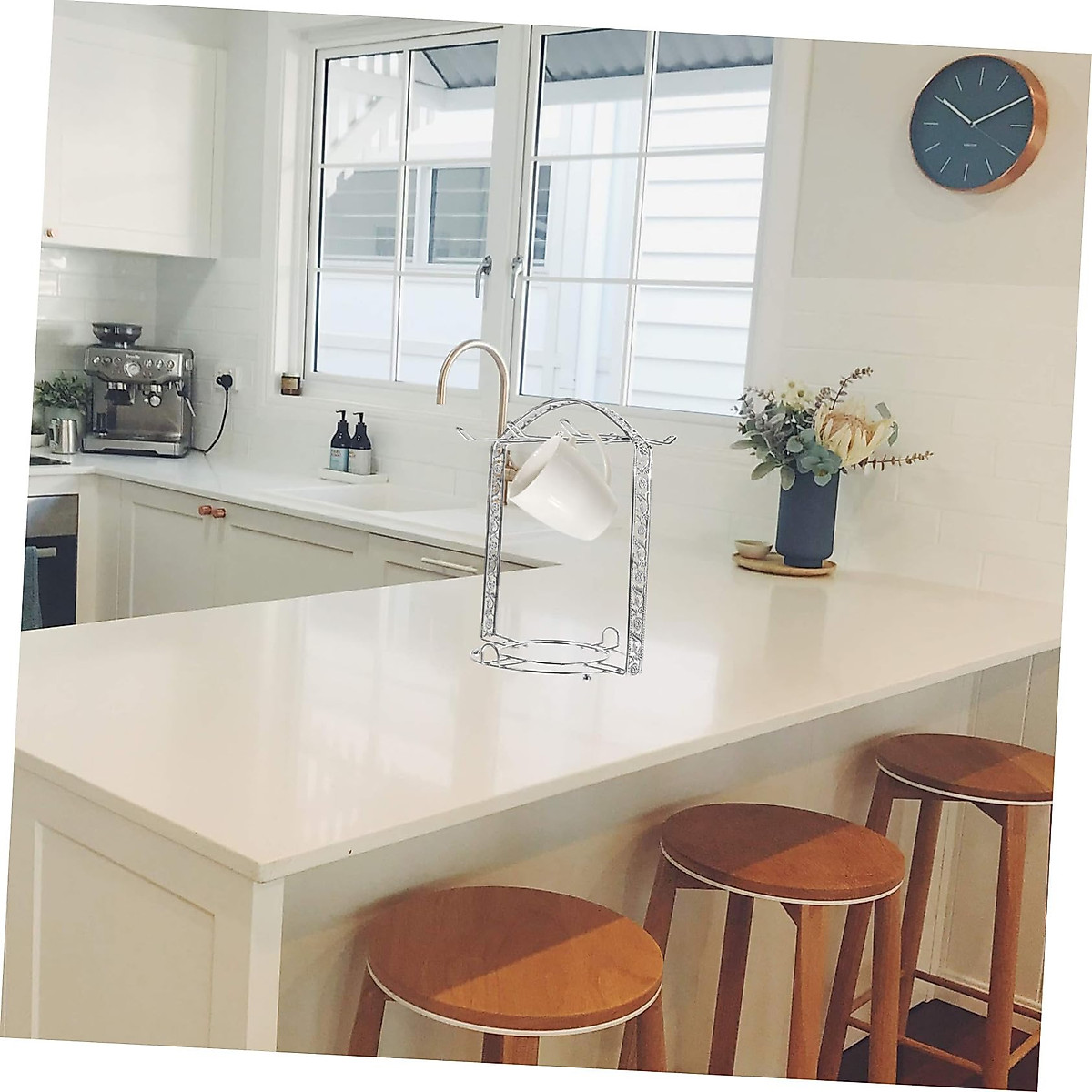 FUNOMOCYA Kitchen Countertop Mug Drying Rack Stylish Cup Holder Stand for Coffee Mugs Teacups and Bottles Space Saving Organizer for Home Kitchen Office and Restaurant Use