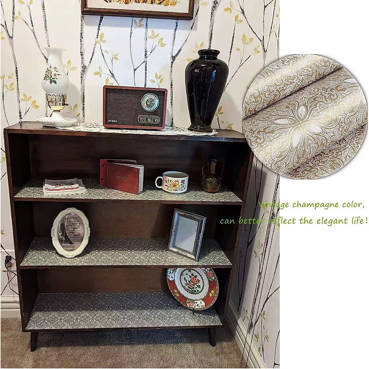 zaring Decorative Paper Self Adhesive Shelf Drawer Liner Sticker 17.7 inch by 196.8 inch 196.8 inchx17.7 inch