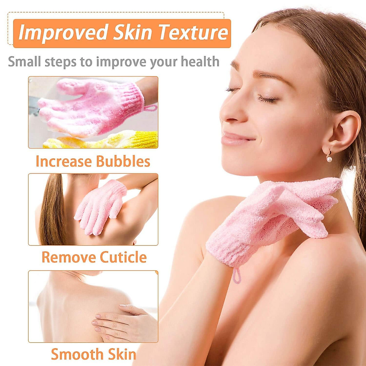 anezus Exfoliating Gloves, 6 Pairs Shower Scrub Gloves Bath Loofah Glove Exfoliating for Women to Remove Dead Skin for Body Exfoliate (6 Colors)