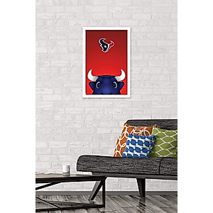 Trends International NFL Houston Texans - S. Preston Mascot Toro 20 Wall Poster, 14.725" x 22.375", White Framed Version