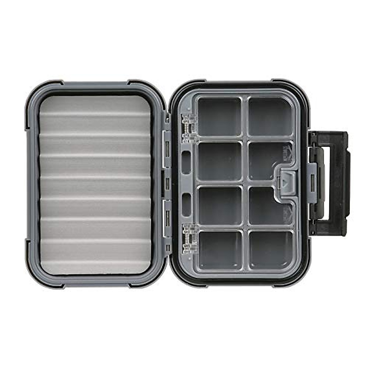 Flambeau Outdoors 2926CR Blue Ribbon Waterproof Fly Box, Medium 8 Compartment Fly Fishing Organizer with Foam, Gray/Black