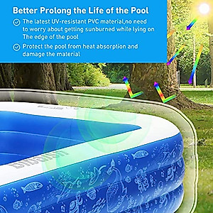 Inflatable Pool, HiTauing 118" X 72" X 22" Inflatable Swimming Pool for Kids and Adults, Above Ground Pool Oversized Thickened Family Blow Up Kiddie Pool for Garden, Backyard, Summer Water Party