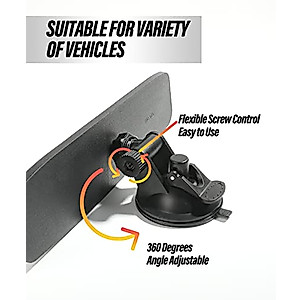 ESEWALAS Suction Cup Rear View Mirror,Anti-Glare HD Car Interior Rearview Mirror with Adjustable Suction Cup,Universal Thickened Inside Rearview Mirror, Car Mirror for RV Marine Auto (White)