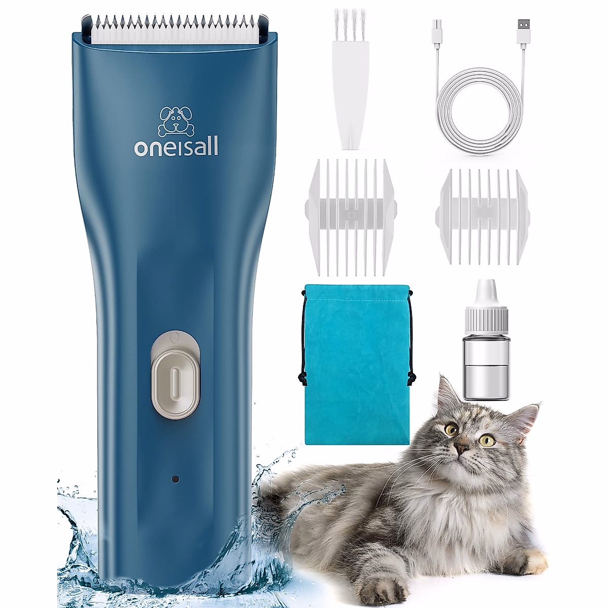 oneisall Pet Clipper for Cat Matted Hair, Pet Shaver for Cats Quiet Pet Hair Clippers Cordless Cat Clippers for Matted Hair Cat Clippers for Long Hair(Standard Blade)…