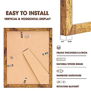 TWING 8x10 Picture Frames Set of 6, Rustic Photo Frames Collage for Wall Decor Mounting or Table Display,Home Decorative Wall Gallery Picture Photo Frame Wood Brown,Walnut