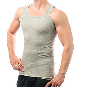 Different Touch Men's Athletic Style Tank Tops Square Cut Muscle Ribbed A-Shirts (XL, 4 Pack (Assorted))