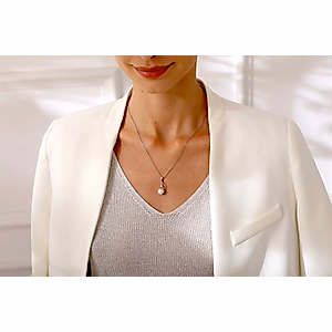 CHAULRI Genuine Premium AAA Top Grade 9-10mm Cultured White Pearl Pendant Necklace 18K Gold Plated 925 Silver - Gifts for Women for Her Wife Mom Daughter (White, gold-plated-silver)