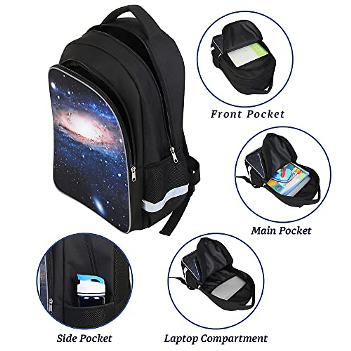 P ELEGANT PROTECTION Luminous Universe Space Galaxy 3D Print School Backpack Lightweight Students Bookbag for Kids
