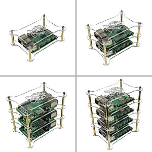 4 Layers Clear Stackable Case for Raspberry Pi 4 Model B, Pi 3 B+ , Pi 3b Case with Heatsink