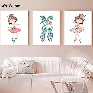 PWTXKAH Ballet Dancer Pictures Watercolor Ballet Canvas Wall Art