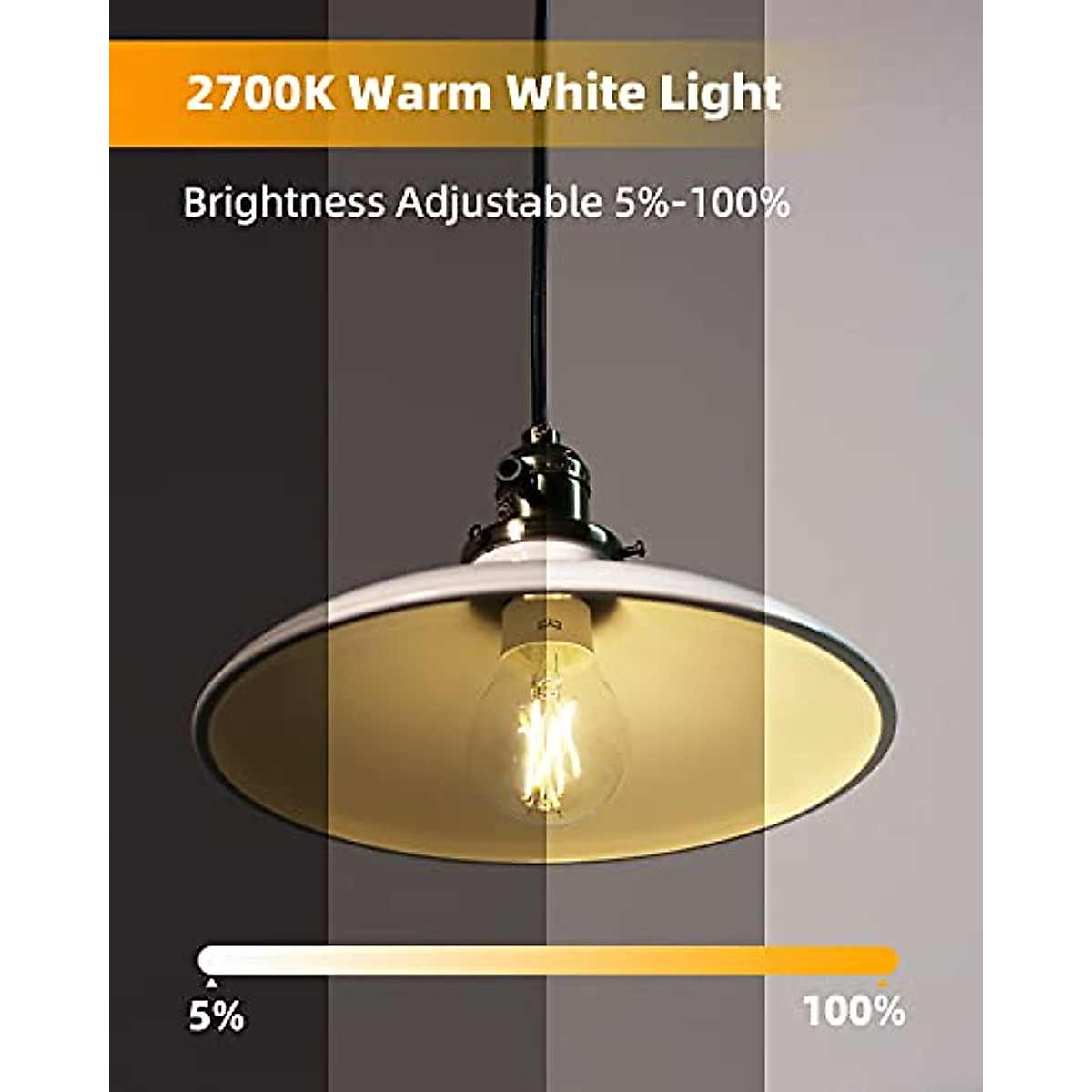 YEELIGHT Smart LED Edison Bulb, Edison Light Bulb, E26 Dimmable Filament Light Bulbs, LED Smart Vintage Edison Bulb, Compatible with HomeKit, Alexa & Google Home, Smartthing, Amber Warm 2700K, 700lm