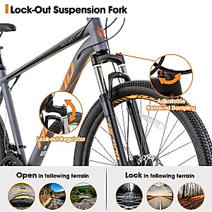 HH HILAND 27.5 inch Mountain Bike 21 Speeds, Lock-Out Suspension Fork, Aluminum 18 inch Frame Hydraulic Disc-Brake for Men Women Mens MTB Bicycle Adlut Bike