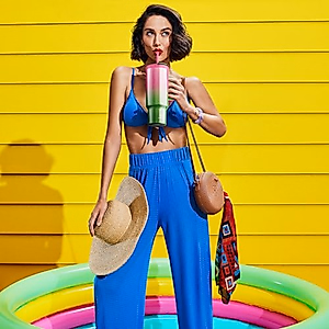 ENCOOL 40 oz Tumbler with Handle and Straw, 100% Leakproof Insulated Tumbler with Lid and Straw, Stainless Steel Travel Mug, Keeps Cold for 34 Hours, Car Cup Holder Friendly (Evening Glow)