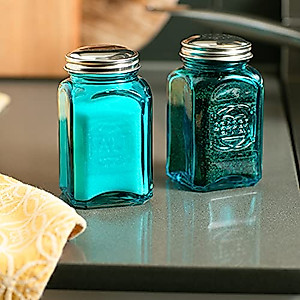 RSVP International Retro Glass Salt & Pepper Shaker | Stainless Steel Lids |, 8 oz, Turquoise
