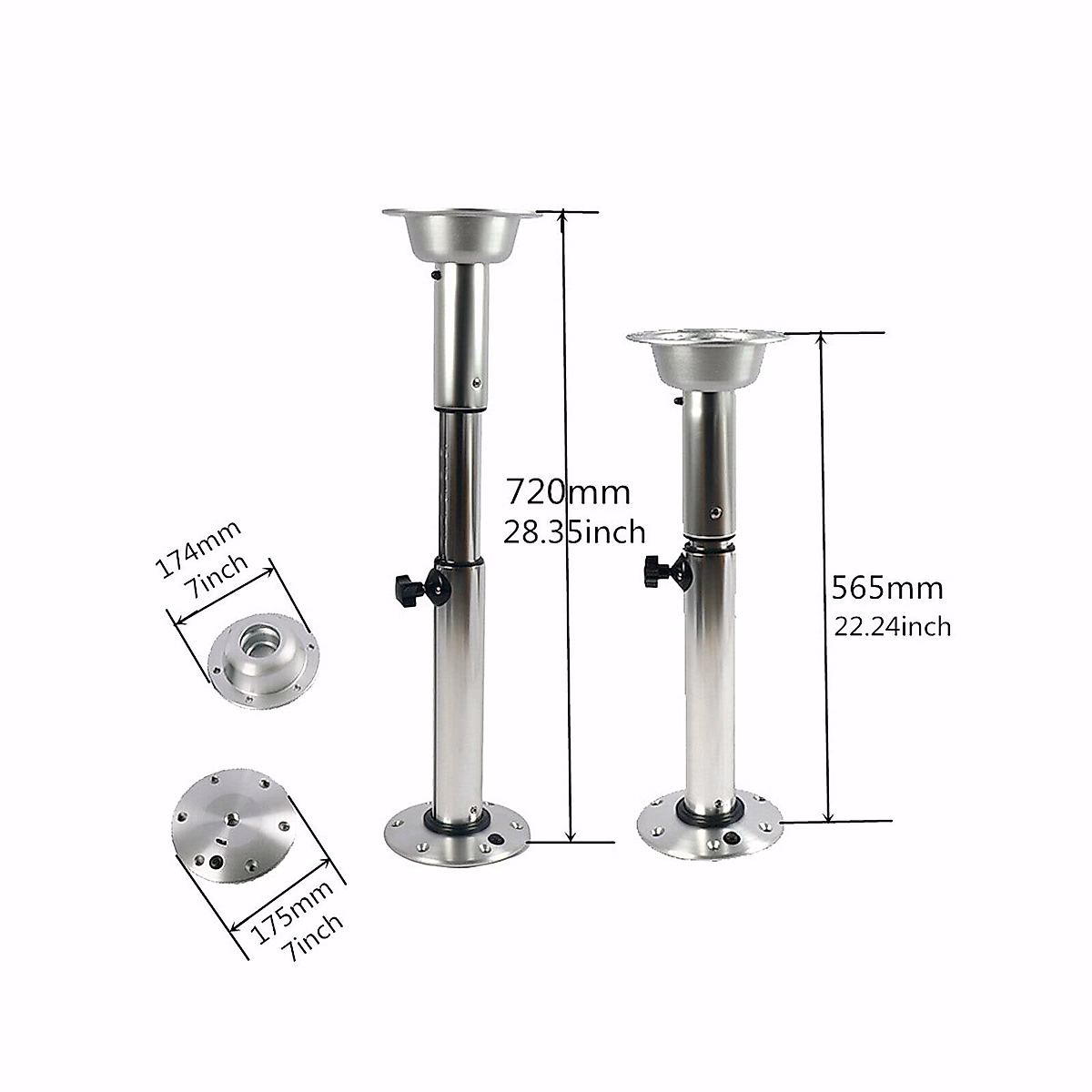 TOOL1SHOoo Adjustable Table Pedestal Stand Telescopic Furniture for Caravan Marine Boat Leg Aluminum Adjustable Table for Caravan Motorhome Marine Boat Pedestal Silver