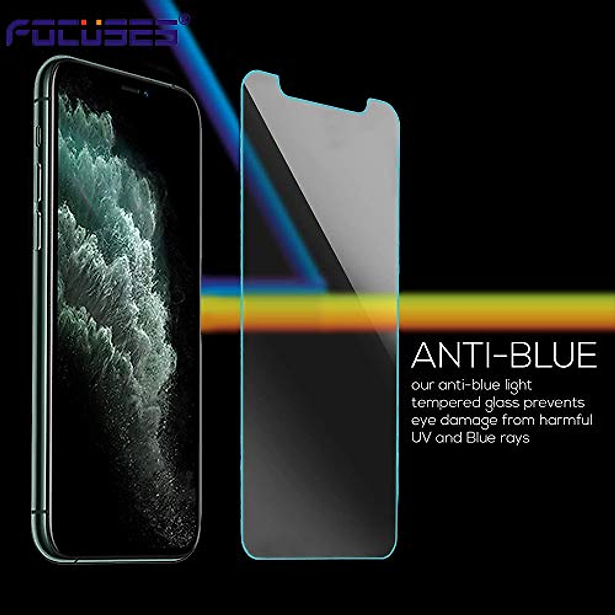 Focuses iPhone 11 Pro Screen Protector, iPhone Xs/X Screen Protector, Anti blue light Tempered Glass Film for Apple iPhone Xs/X & iPhone 11 Pro,3-Pack