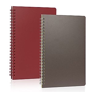 Toplive A5 Spiral Notebook, 2 Pack 8.25"x5.75" PP Hardcover Notebook Ruled Lined Journal Notebook 80 Sheets / 160 Pages for Student Office School Supplies