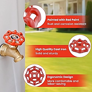 3 PCS Outside Faucet Hose Handles, Cast Iron Bibb Round Wheel Square Stem Hole Spigot Handle Replacement Parts for Outside Hose Bibb, Stopcocks, Valves, Wall Hydrants 15/64 in x 15/64 in (6mm x 6mm)
