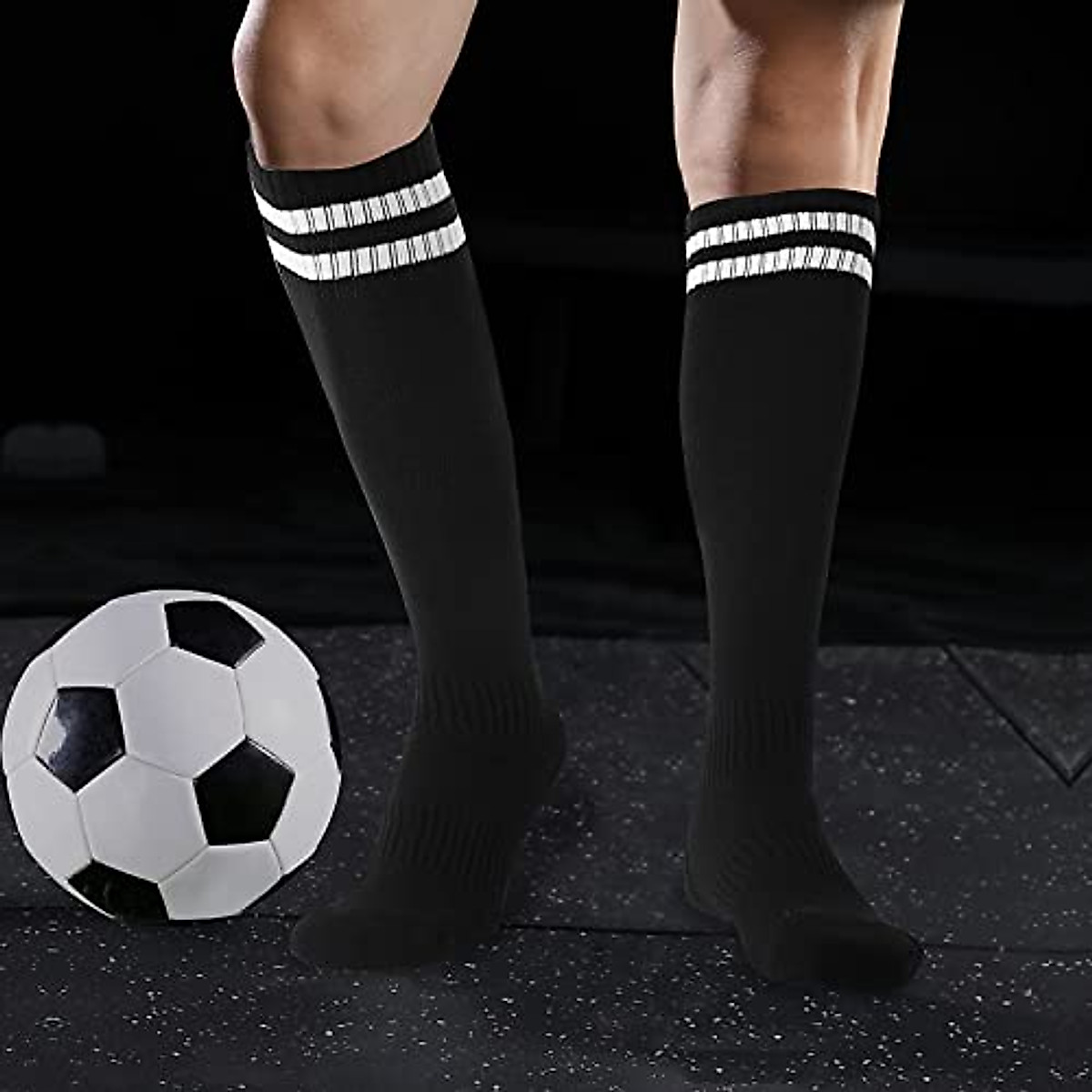 Aoneky Big Kids age 8+ and Youth Long Soccer Socks (Black)