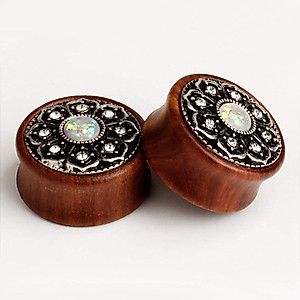 TBOSEN 8PCS Sun Moon Organic Wood Saddle Ear Plugs Tunnels Stretching Punk Piercings Expanders Set