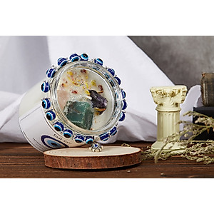 Evil Eye Candle - Evil Eye Decor, Evil Eye Spiritual Protection Candle with Crystals Inside, Healing Crystals Candle, Lavender Scented Candle for Relaxing,Chakra,Luck,Healing,Good Energy