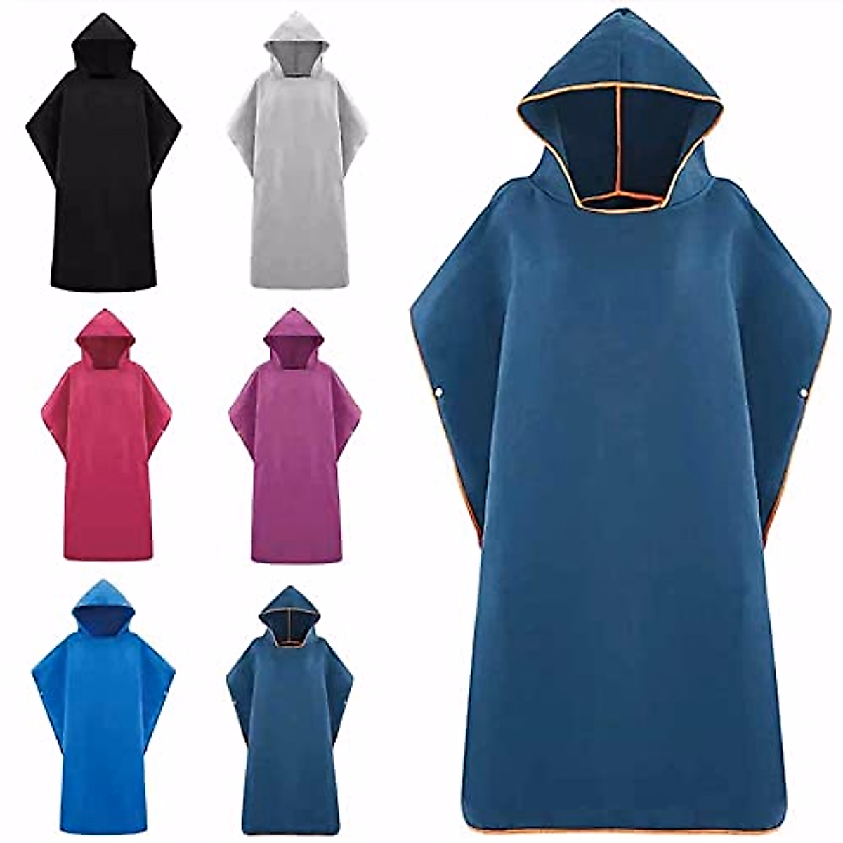 ZHAOLEI Microfiber Quick Dry Wetsuit Changing Robe Poncho Towel with Hood for Swim, Beach, Lightweight, Beach Surf Poncho (Color : Black)