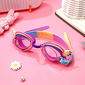 PRETYZOOM Kids Swim Goggles Unicorn Anti- UV Swimming Goggles Anti- Water Pool Goggles for Girls Boys
