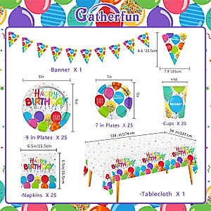 Birthday Party Supplies Disposable Paper Plates Napkins Cups Tablecloth and Banner for Kid’s Birthday Party Decorations, Serve 25