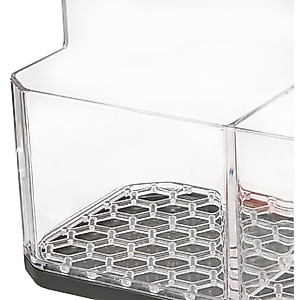 Spectrum Diversified Hexa, Kitchen Sponge, Easy-Clean Sink Organization & Dish Brush Holder with Removable Base, Clear & Gray