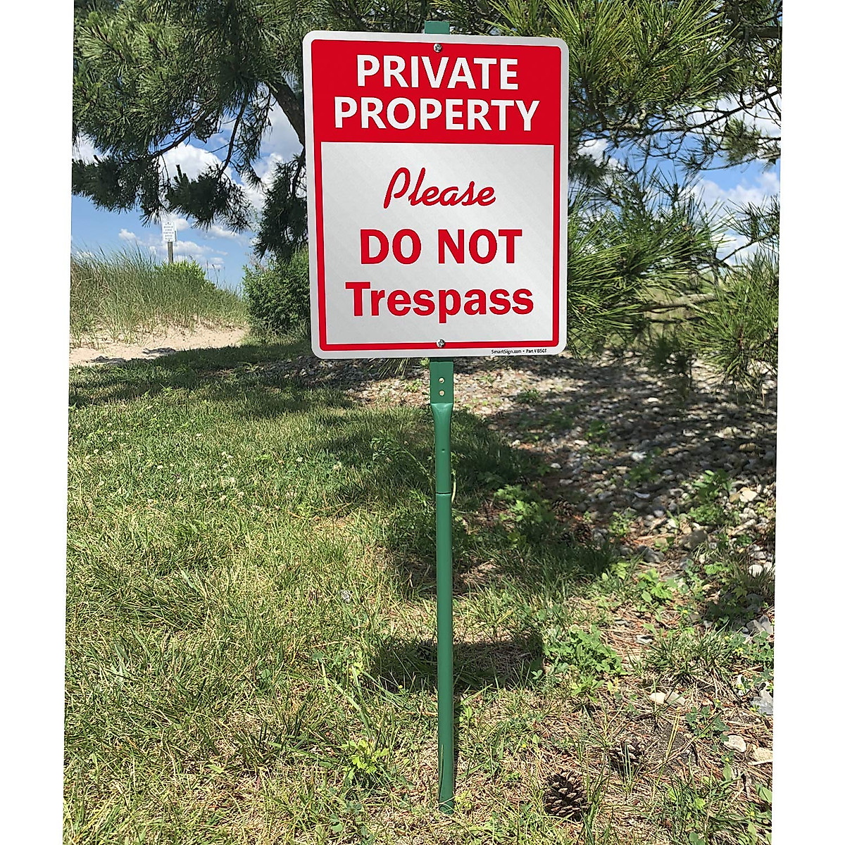 SmartSign "Private Property - Please Do Not Trespass" LawnBoss® Sign | 10" x 12" Aluminum Sign With 3' Stake