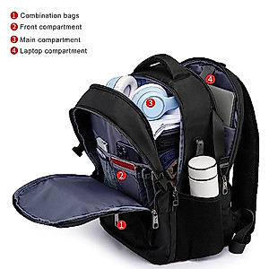 LIBENED School Backpack for Teen, Extra Large 50L Laptop Backpacks for Men Women, Waterproof College Backpack, Travel Mochila with USB Charging Port Fits 17 Inch Computer, Black