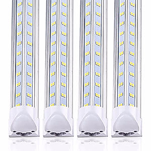 TOPTRONED (10-Pack) 8ft LED Shop Light Fixture,V Shape 120W 19000LM 5000K (Daylight White),8 Foot, 96'' T8 Integrated LED Tube, Linkable Led Bulbs for Garage, Warehouse, Plug and Play, Clear Lens