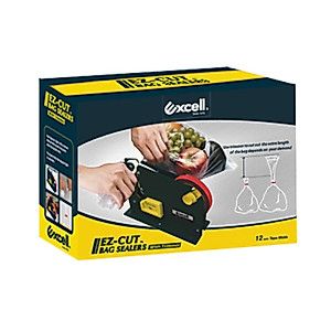 E-605K/799B Excell Steel Tape Bag Sealer with Two 1/2 inch Bag Sealing Tape, Plastic Bag Sealer Poly Bag Sealer for Meat Bread, Heavy Duty Metal Produce Bag Sealing Taper Dispenser +LuxProdX Sticker