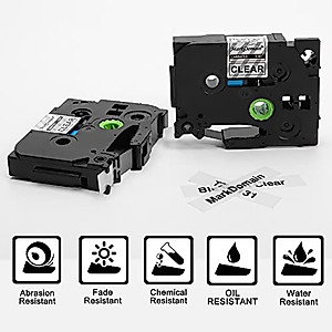 MarkDomain Compatible Label Tape Replacement for Brother TZe TZ Laminated P Touch Label Maker Tape for PT D210 H110 D600 1230PC 1280, Black on Clear/Purple/Blue/Pink/Mint Green/Berry Pink/Lime Green