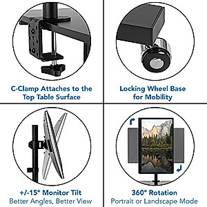 Mount-It Mobile Stand Up Desk / Height Adjustable Computer Work Station Rolling Presentation Cart With Monitor Arm (MI-7942B), Black