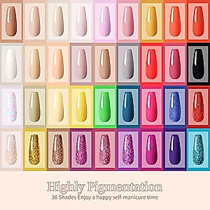 36 Colors Acrylic Powder Set - NICOLE DIARY Popular Acrylic Nail Powder Starter Set for Nail Extension, Nail Carving, Nail Salon & DIY Manicure at Home