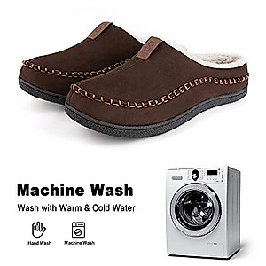 Zizor Mens Slippers, Slip On House Slippers for Men, Mens Gifts, Memory Foam, Indoor Outdoor House Shoes, Clogs with Rubber Sole (Moc Coffee, Size 11-12)