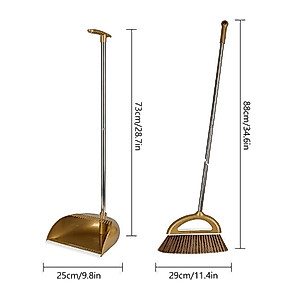 Biniveil Broom and Dustpan Set, Broom and Dustpan Combo Set, Long Handle Broom with Dustpan Combo Set, Stand Up Broom and Dustpan for Home, Heavy Duty Broom for Kitchen Offices
