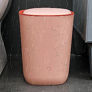EXCBIOZ Trash Can,Plastic Trash Can with Lid Press Waste Paper Bin Dustproof Multifunction for Home Kicthen Bathroom Living Room Garbage Organizer, 9.13x7.87x11.81in, pink