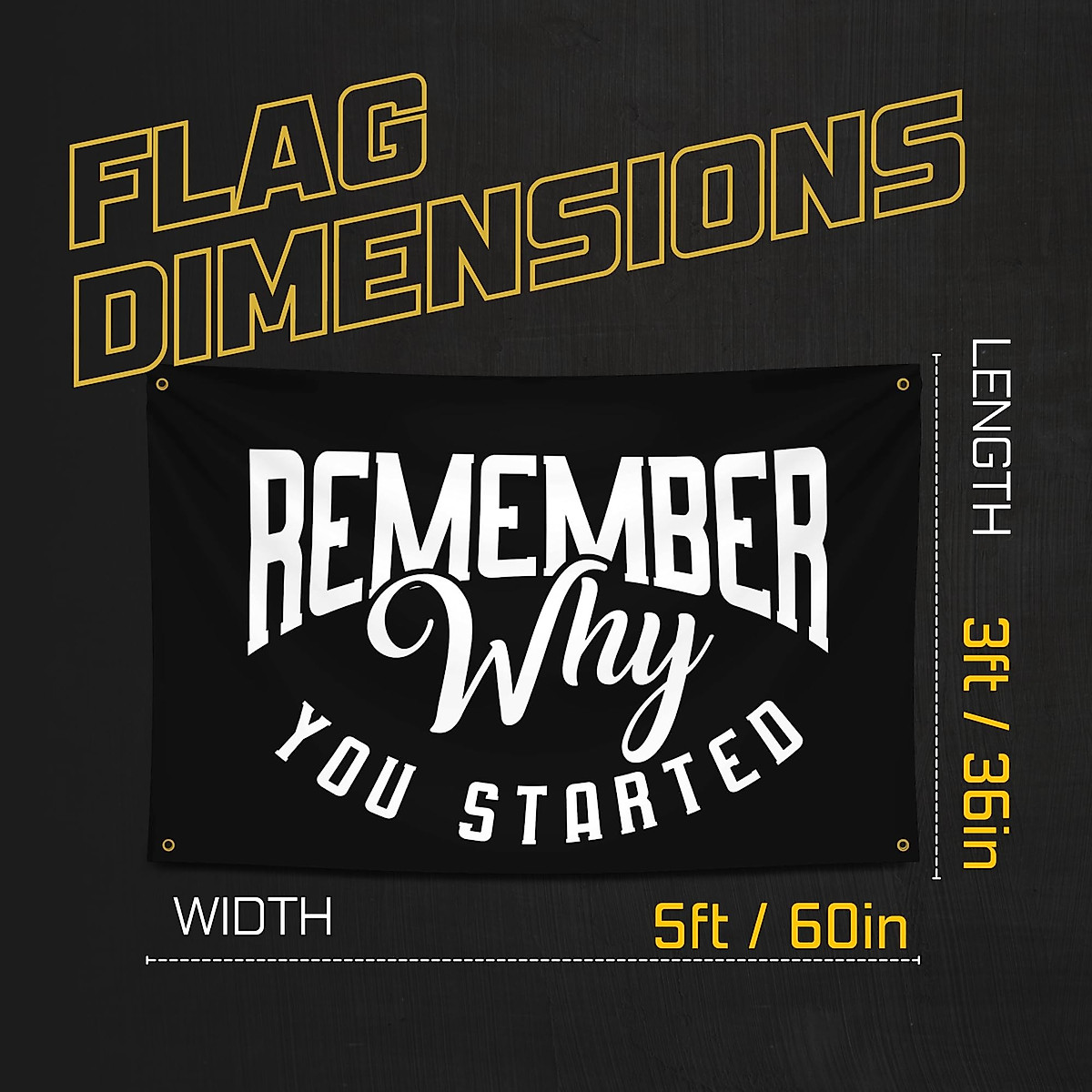 Gold Trident Remember Why You Started Motivational Gym Banner - Inspire Your Workout with this Banner - Perfect Fitness Wall Decor for Gym, Dorm - Stay Motivated with Cool Motivation Art - 3x5 Feet