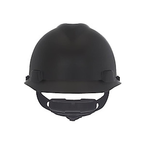 MSA 10203092 V-Gard Cap Style Safety Hard Hat with Fas-Trac III Ratchet Suspension | Polyethylene Shell, Superior Impact Protection, Self Adjusting Crown Straps - Standard Size in Matte Black