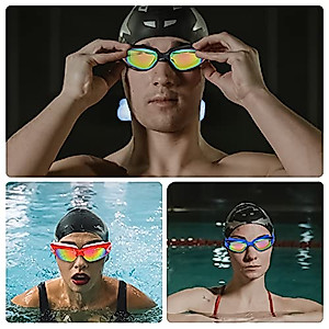 YLYUELANG Swimming Goggles with Earplug Design,No Leaking,Anti-Fog,Anti-UV,Perfect Swim Goggles for Men,Women and Youth(Black)