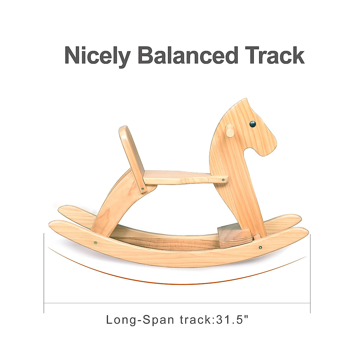 KRAND Wooden Rocking Horse Baby Ride On Toy for Toddler Rocking Horse Classic Design with Pedal and Safe backrest for Toddlers (Blue)