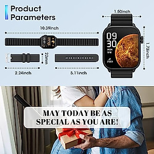 AKUMAKA Smart Watch for Men(Answer/Make Calls), 1.85'' Bluetooth Smart Watch for Android Phones and iOS, Fitness Tracker Watch with Heart Rate/Blood Oxygen/Sleep Monitor, IP68 Waterproof Sport Watch